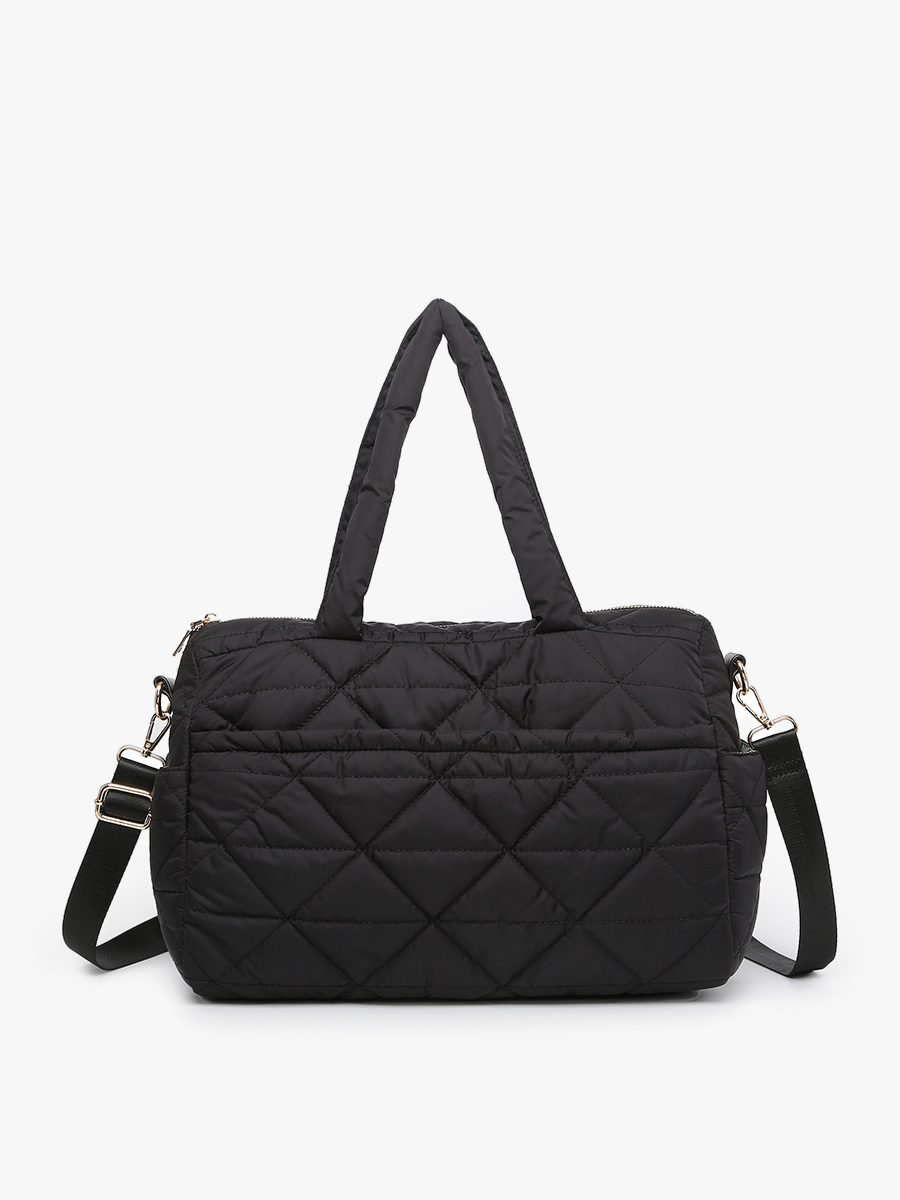 Billie Quilted Nylon Satchel: Black | The Yellow Tulip